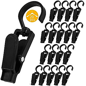 EigPluy Laundry Hooks Clip,20pcs Super Strong Plastic Swivel Hanging Curtain Clips Clothes Pins,Beach Towel Clips for Beach/Lounge Chairs - Keep Your Towel, Clothes Hangers from Blowing Away