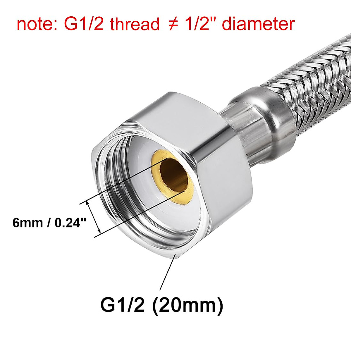 uxcell Faucet Supply Line Connector G1/2 Female to M10 x 1.0 Male 31.5 Inch Length 304 Stainless Steel Hose 2Pcs