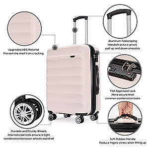 GinzaTravel 3-Piece Luggage Set with TSA Locks, Expandable, and Friction-Resistant in Light pink - Includes 20", 24" & 28" Spinner Suitcases