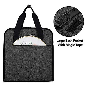 YARWO Embroidery Bag, Embroidery Projects Storage with Multiple Pockets for Embroidery Hoops (Up to 12"), Embroidery Floss and Supplies, Black with Arrow (Bag Only, Patented Design)