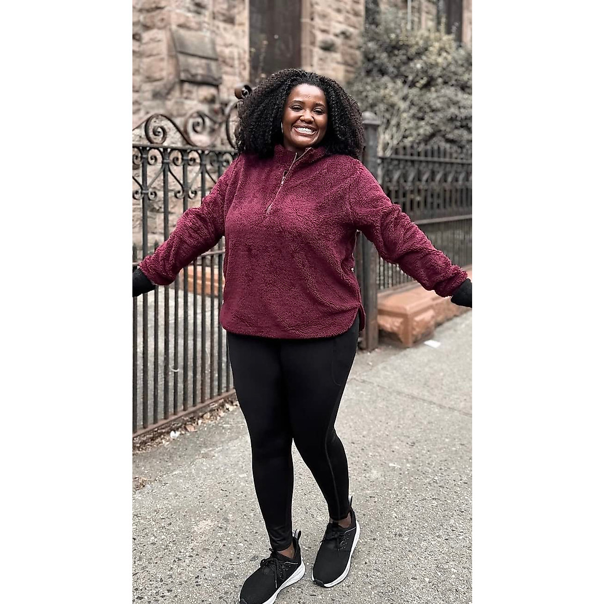 RBX Women's Fleece Legging Outdoor Running Fleece Lined Leggings with Zipper Pockets F19 Black S