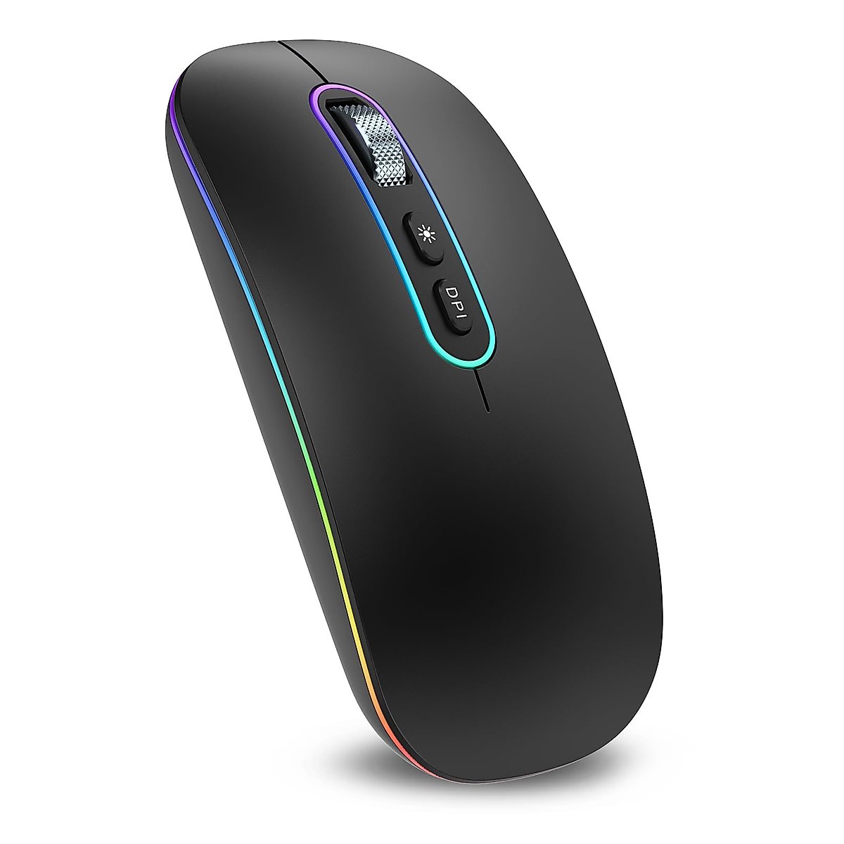 cimetech M01 Wireless Bluetooth Dual Mode Mouse, [1 Mouse for 2 Devices] [Ultra-Low Decibel Click], Rechargeable Ultra Slim LED Sleek Mouse, Plug and Play for iPad Mac Laptop Tablet PC Window - Black