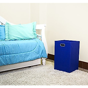 Modern Littles Folding Laundry Basket with Handles – High-Strength Polymer Construction – Folds for Easy Storage and Transportation – 13.75 Inches x 13.75 Inches x 22.75 Inches – Blue