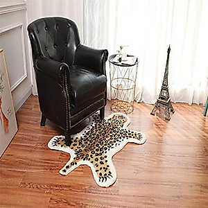 Leopard Print Rug, 2.7 W x 3.5 L Feet Faux Cowhide Skin Rug Animal Printed Area Rug Carpet for Home Office, Livingroom, Bedroom