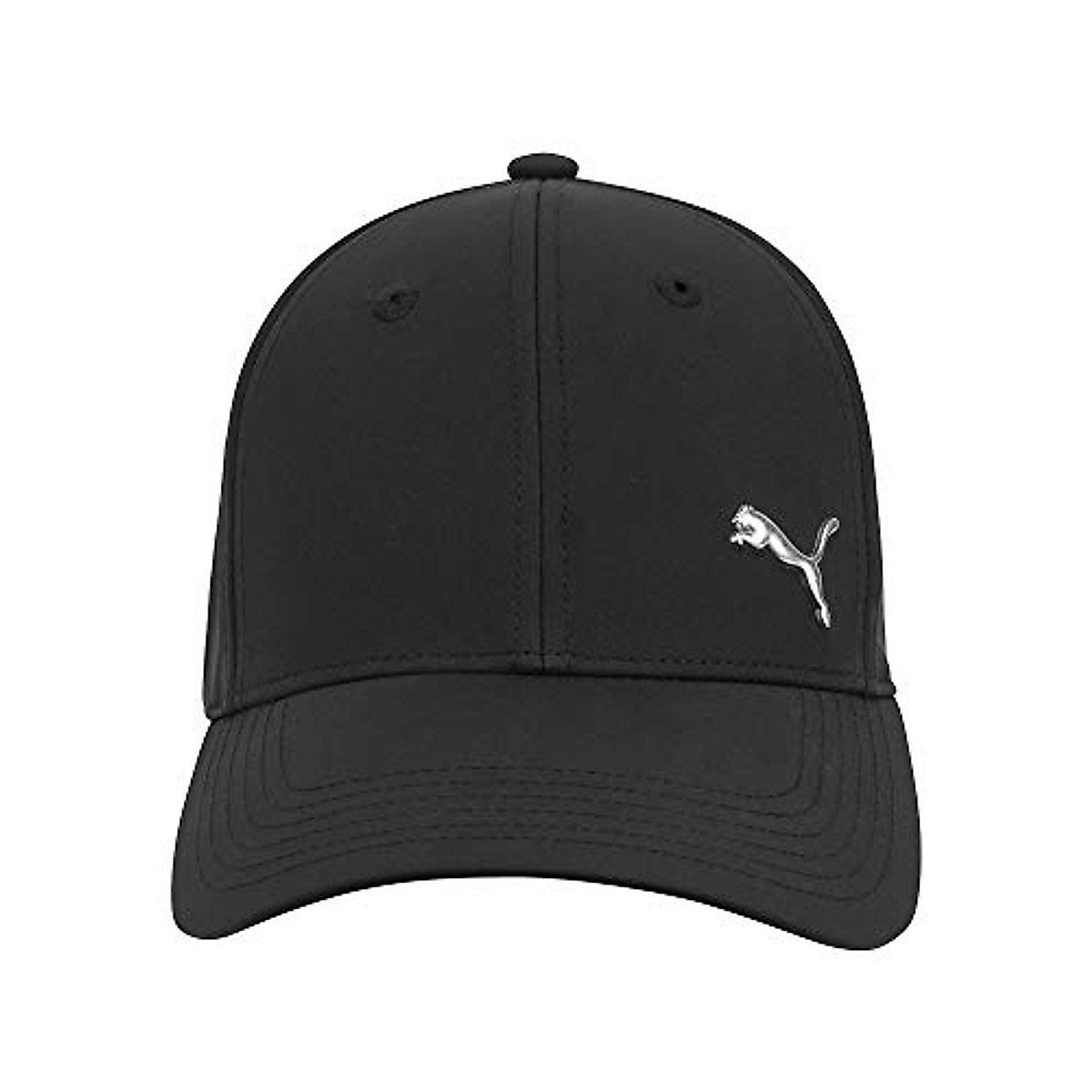 PUMA unisex adult Stretch Fit Baseball Cap, Black/Silver, Large-X-Large US