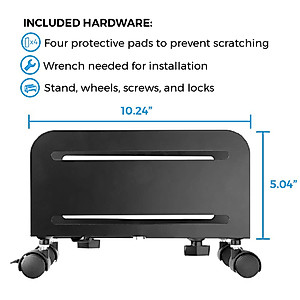 HumanCentric PC Stand – Computer Tower and CPU Stand Cart | Adjustable and Mobile PC Holder with Wheels
