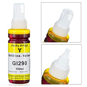 Lucky Bridge 400ml GI290 Compatible Refill Ink for GI-290 GI290 Color Ink Kit for Canon PIXMA G4200 G4210 G3200 G1200 G2200 Printer 100ml for 1BK 1M 1C 1Y(4PK=400ml)-US