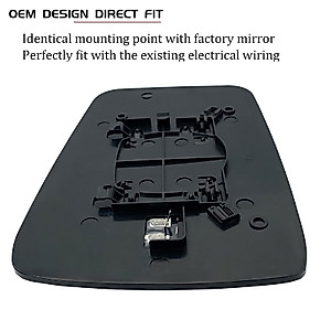 Passenger Right Side Heated Mirror Glass Replacement for 2009-2018 Dodge Ram 1500 2500 - Side View Heated Convex Mirror Glass with Rear Holder, Replace 68079363AA, 68050299AA