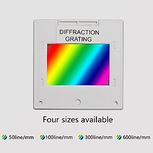 Diffraction Grating Optical Grate Teaching Demonstration Transmission Grating Spectrophotometer Holographic Imaging 50x50mm (Color : 50 Lines 1mm, Diameter : 50x50mm)