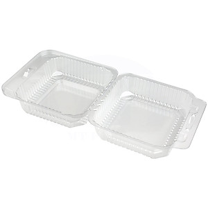 MT Products Clear Plastic Square Hinged Food Container, 5" Length x 5" Width x 2.75" Depth (40 Pieces) and Aluminum Foil 9 in x 13 Pans Half Size Medium 40 Gauge Table Tin Pans (25 Pieces)