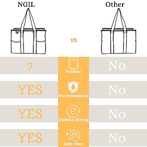 NGIL Zip-Top Tote Bag with Exterior Pockets for Working Women, Nurses, and Moms, Design in USA (Nurse Black)