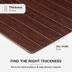 Anji Mountain Standard Bamboo Roll-Up Chairmat, 36 x 48-Inch, 8mm Thick, Dark Cherry