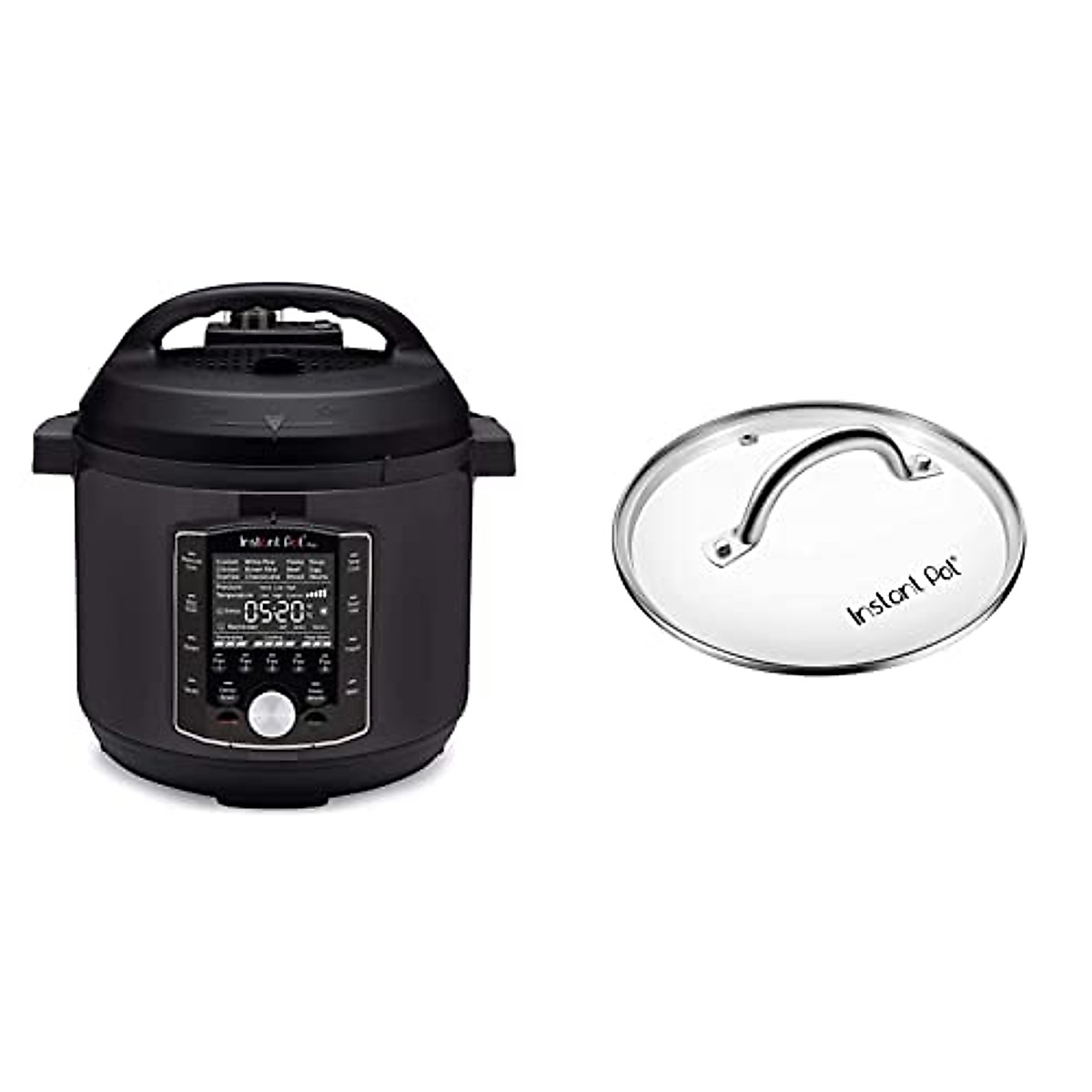 Instant Pot Pro 10-in-1 Pressure Cooker (8QT, 0) and Tempered Glass Lid (10.2-In, 8-Qt)