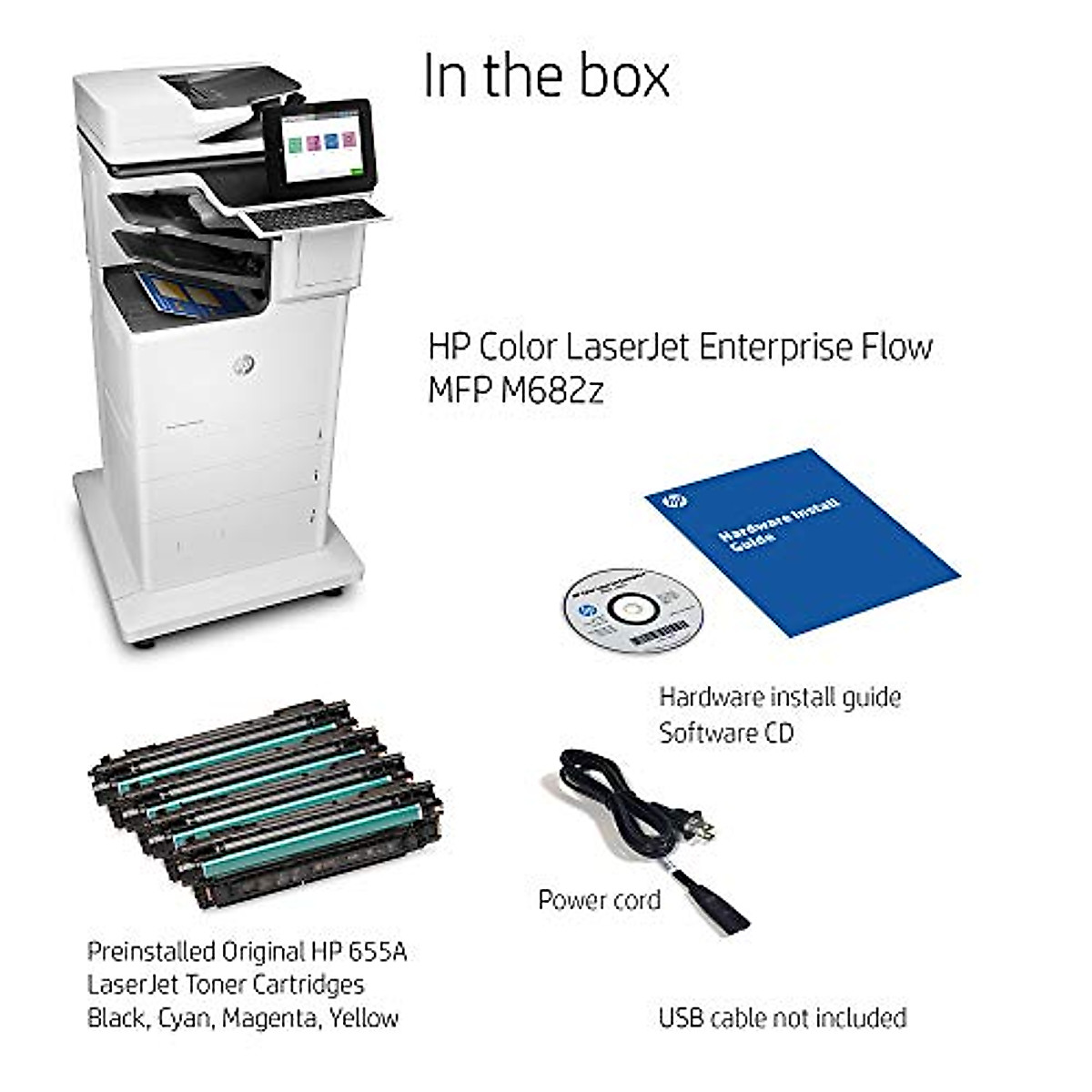 HP Color LaserJet Enterprise Flow M682z Multifunction Duplex Printer with Pull-Out Keyboard and 3-bin Stapler/Stacker (J8A17A)