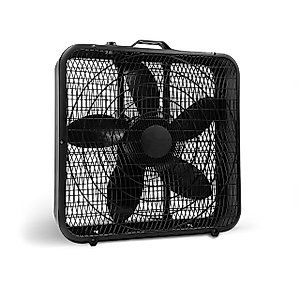 Comfort Zone Box Fan with Carry Handle, 20 inch, 3 Speed Full-Force Air Circulation with Air Conditioner, Floor Fan, Bedroom Fan, Airflow 15.03 ft/sec, Ideal for Home, Bedroom & Office, CZ200ABK