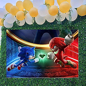 Sonic Birthday Party Supplies, Happy Birthday Backdrop for Sonic Party Supplies, 5 x 3Ft Birthday Backdrop for Sonic Birthday Party Decor