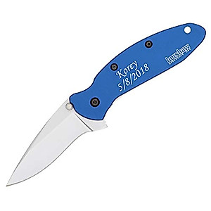 Palmetto Wood Shop Personalized Engraving on 1620NB Scallion Pocket Knife, Aluminum Navy Blue Handle