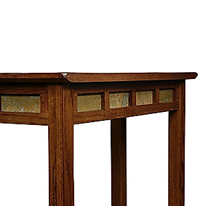 Leick Home 10059 Rustic Slate Tile Hall Console Sofa Table with Shelf, Rustic Oak