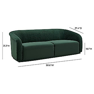 TOV Furniture Yara 31.3" H Velvet Upholstered Sofa in Pleated Forest Green