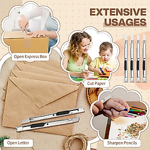 Willbond 200 Pcs Box Cutters Utility Knife Small Retractable Snap off Box Cutters 9 mm Wide Blade Cutter for Letter or Small Box Opening and Paper Cutting and DIY Craft for Home Office Craft Hobby Use