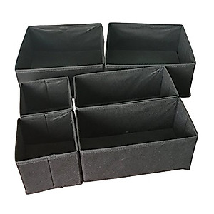 Sodynee® Foldable Cloth Storage Box Closet Dresser Drawer Organizer Cube Basket Bins Containers Divider with Drawers for Underwear, Bras, Socks, Ties, Scarves, 6 Pack, Black