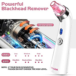 Blackhead remover pore vacuum, Facial Pore Cleaner, Electric Acne Comedone Whitehead Extractor Tool with 5 suction power, 4 probes, Blackhead Remover Suction for Women & Men (Pink)