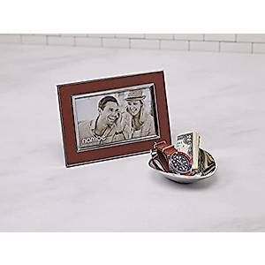 nambe Novara Picture Frame, 4" x 6” | Photo Frame with Tempered Glass | Tabletop Display, Family, Friends, Wedding Gift, Home Office Décor | Silver Plate and Genuine Leather