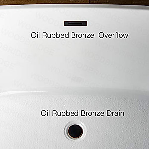 WOODBRIDGE 59"Freestanding White Acylic Soaking Bathtub with Drain Kit and Floor Mount Tub Filler in ORB,BTA1509 -ORB-Drain &O+F0010ORBVT