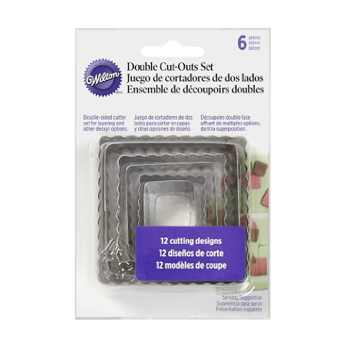Wilton 6-Piece Nesting Fondant Double Sided Cut Out Cutters, Square