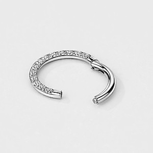 16g 8mm Septum Rings for Women 316L Surgical Steel Septum Clicker 16 Gauge Septum Jewelry CZ Daith Earring Hoop Hypoallergenic Daith Piercing Jewelry Cubic Zirconia Gem Hoop Silver Piercing Earring