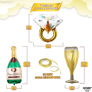 KatchOn, Yay Engaged Balloons Set - 37 Inch, Pack of 13 | Engagement Balloons, Engagement Party Decorations | Champagne Balloon, Engagement Decorations | Ring Balloons, Bachelorette Party Decorations