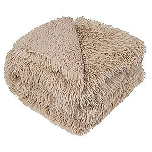 PAVILIA Soft Fluffy Faux Fur Throw Blanket, Taupe Tan Camel, Shaggy Furry Warm Sherpa Blanket Fleece Throw for Bed, Sofa, Couch, Decorative Fuzzy Plush Comfy Thick Throw Blanket, 50x60 Inches