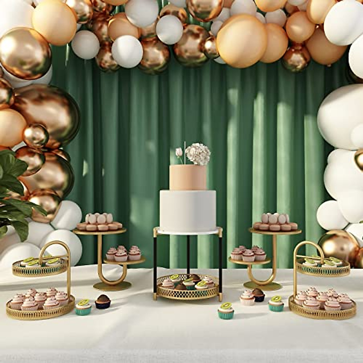 Vivevol 2 Tier Gold Cake Stand, Round Cupcake Stand for Parties, 10/8 Inch, Metal