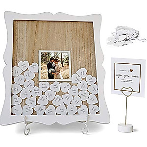 Wedding Guest Book Alternatives | Drop Top Frame 85 hearts | Large photo insert | Unique guestbook alternatives baby shower | guest book alternatives birthday party | retirement | funeral guest book