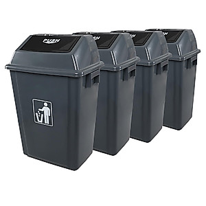 Vcansay 13 Gallon Plastic Kitchen Trash Can with Lid, Pack of 4
