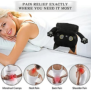 Microwave Heating Pad for Pain Relief, 9" x 17" Microwave Heating Pads for Cramps, Back Pain, Neck Shoulder, Muscles, Knee, Joints, Microwavable Heating Pads Natural Heat Pack Moist Heat, Black Cat