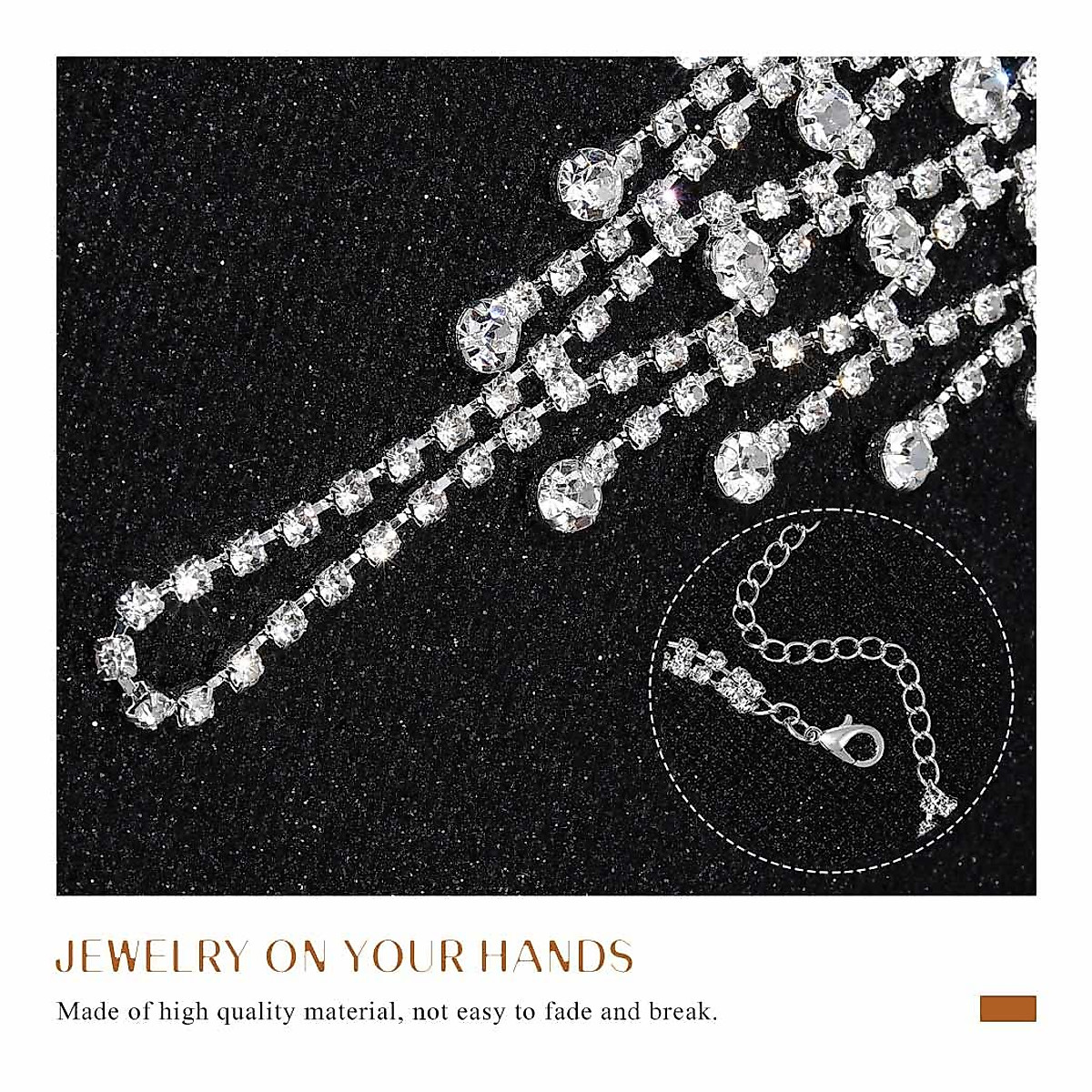 ACEDRE Rhinestone Ring Bracelets Jewelry Silver Sparkly Crystal Bangle Hand Chain Party Prom Costume Finger Hand Harness Accessories for Women(C-Silver)