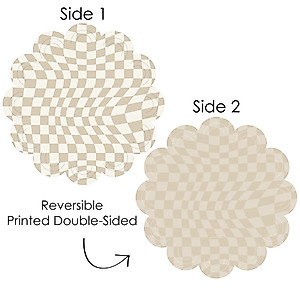 Big Dot of Happiness Tan Checkered Party - Round Table Decorations - Paper Chargers - Place Setting For 12