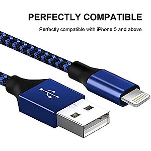 [Apple MFi Certified] iPhone Charger 5Pack(3/3/6/6/10 FT)Long Lightning Cable Fast Charging High Speed Data Sync USB Cable Compatible iPhone 14/13/12/11 Pro Max/XS MAX/XR/XS/X/8/7/Plus/6S iPad AirPods