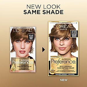 L'Oreal Paris Superior Preference Fade-Defying + Shine Permanent Hair Color, 6.5G Lightest Golden Brown, Pack of 1, Hair Dye