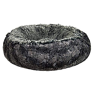 Bessie and Barnie Midnight Frost/Arctic Seal Luxury Shag Ultra Plush Faux Fur Bagelette Pet/Dog Bed (Multiple Sizes)