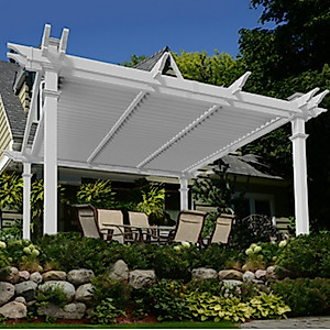Camelot 12' x 12' Adjustable Louvered Vinyl Pergola & New England Arbors Bolt Down Bracket Kit for Pergolas - VA80205