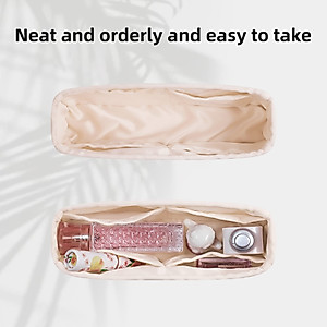 DGAZ Silk Purse Organizer Insert For Lady-Dior Micro/Mini/S/M/L bags，Silky Smooth Bag Organizer，Luxury Handbag & Tote Shaper（Craie，M）