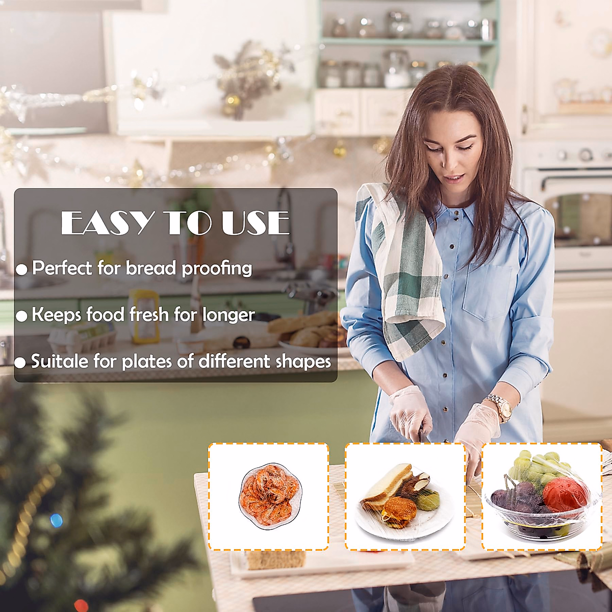 160pcs Fresh Keeping Bags Canning Lids, Plastic Sealing Elastic Stretch Adjustable Bowl Lids,Bowl Covers for Bread Proofing.