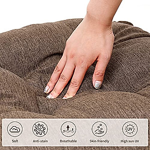 RACE LEAF 19" x 19" Patio Chair Seat Pads Brown - Outdoor/Indoor Patio Cushions Set of 2 - Replacement Cushions for Chairs and Seating - Olefin Seat Pads for Porch, Deck, and Garden Seats