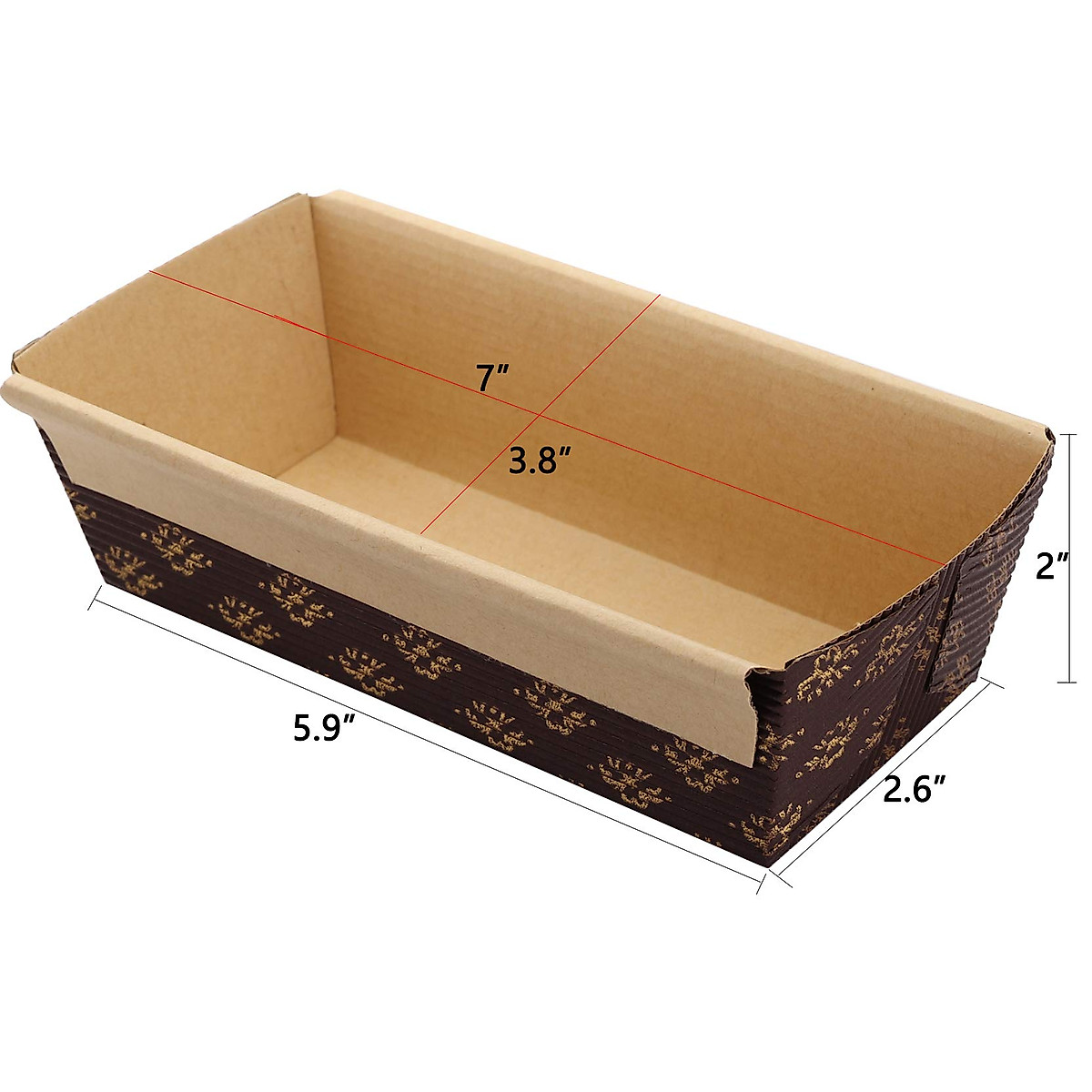 Lawei 30 Pack Paper Loaf Pans, Disposable Paper Baking Loft Mold, 6 x 2.5 x 2 inch Rectangle Paper Baking Pans for Quick Bread Small Pumpkin Breads, Microwave Oven Freezer Safe