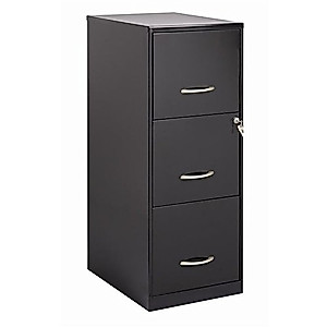 BOWERY HILL Modern 3 Drawer Metal Letter File Cabinet in Black