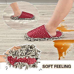 Christmas Snow Flakes Mop Slippers Shoes Cover for Floor Cleaning Washable Hair Dust Dirty Cleaners Microfiber Mop Socks for House Kitchen Office