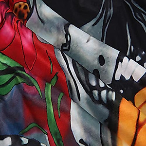 Women Boho Wide Leg Jumpsuits Summer Floral Skeleton Print Plus Size Baggy Dungarees Overalls Y2k Romper Clothes (Color A, Small)