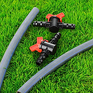 34 Pieces Drip Irrigation Fitting Kit 1/2 Inch Tubing Set, 2 Switch, 8 Tee, 8 Coupling, 8 Elbow and 8 End Cap Plastic Plug, Drip Irrigation Barbed Connector for Compatible Drip or Sprinkler System